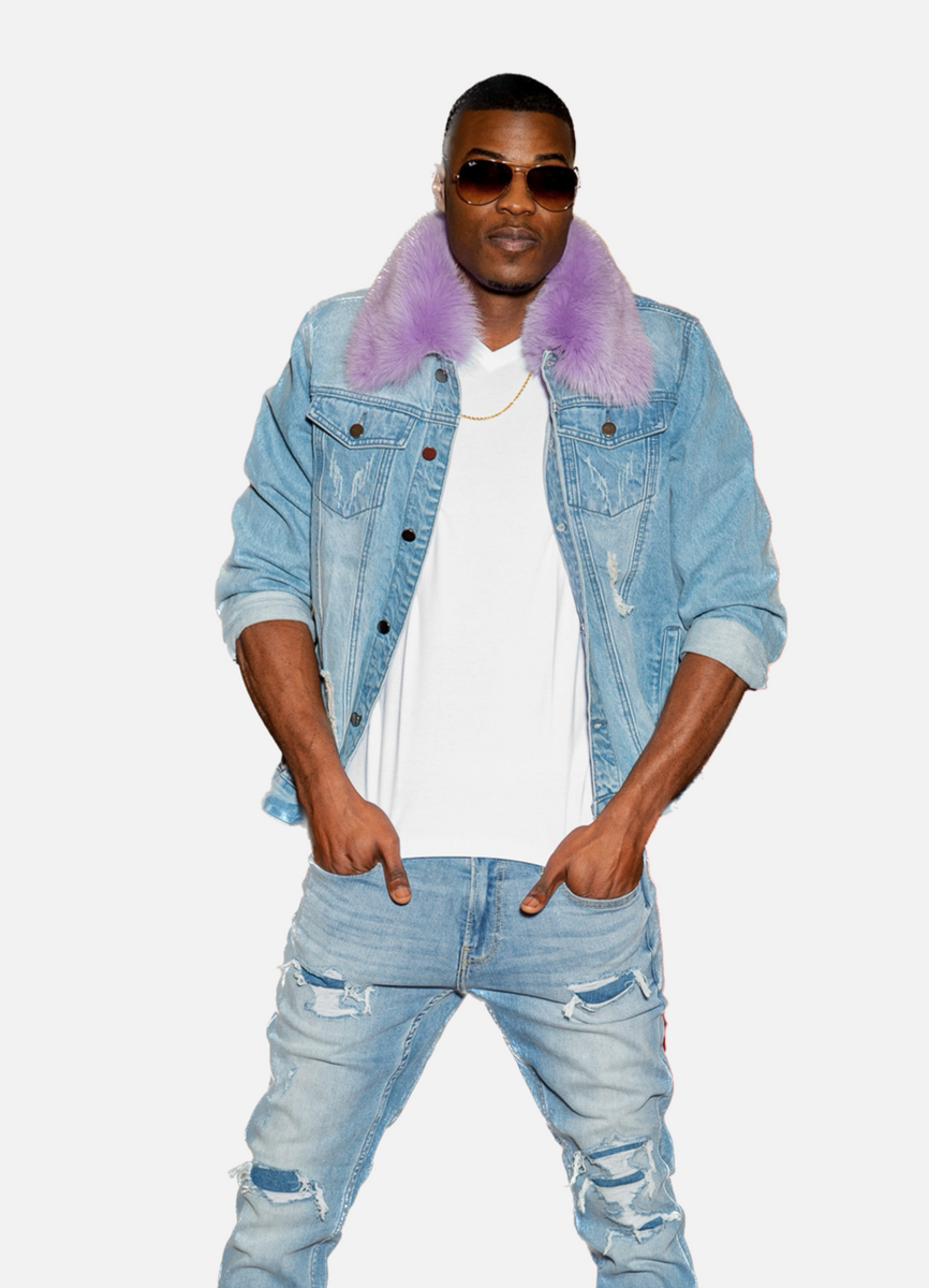 Denim Jacket with Fox Fur Collar Men's– Cherish The Furs